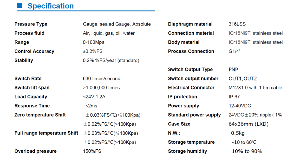 Programmable Pressure Switch (0~25BAR) | Consystec Products